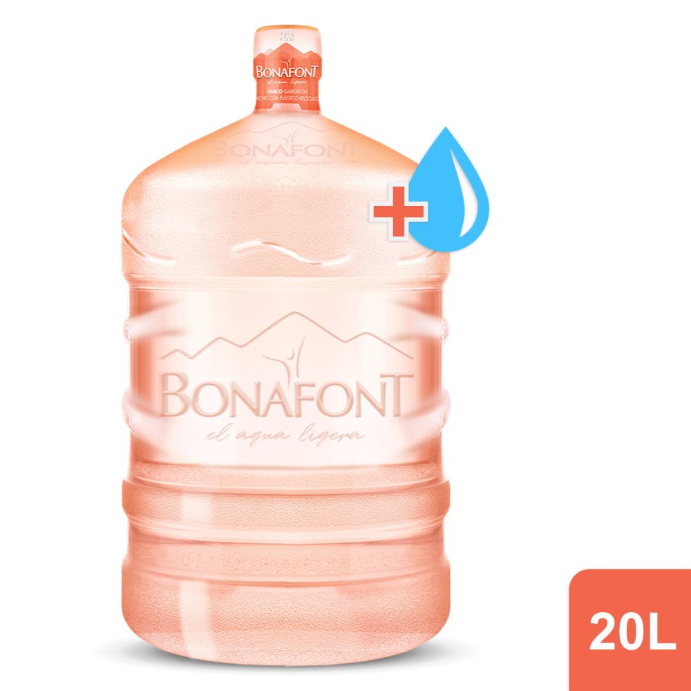 Garrafón de agua natural Bonafont 20L con envase incluido