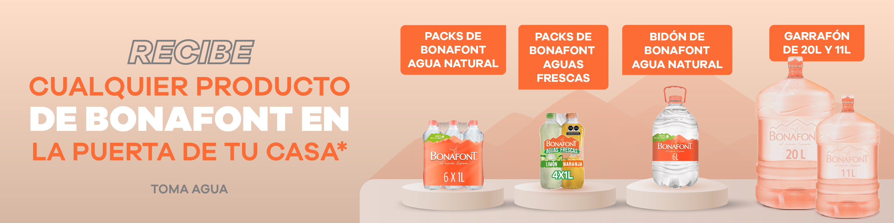 Garrafón de agua natural Bonafont 20L con envase incluido