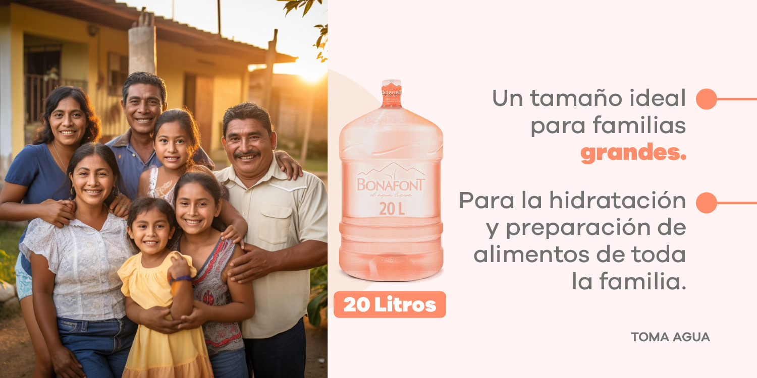 Garrafón de agua natural Bonafont 20L con envase incluido